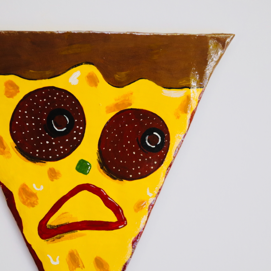 Pizza Head - Paper Mache Wall Hanging - Paper Mache - Familiar Dolls